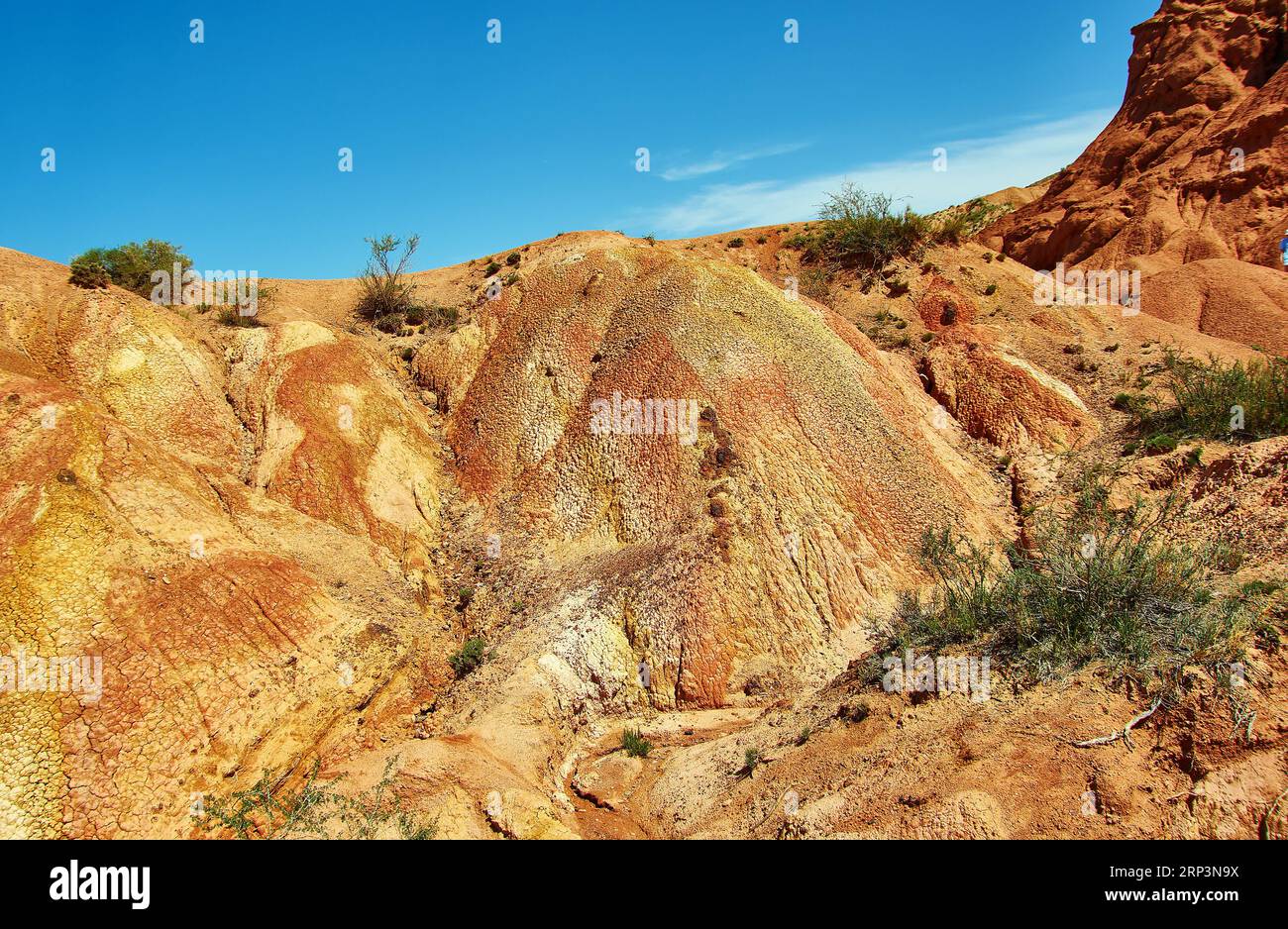 Fairy Tale Canyon, rock formations on the Issyk-Kul lake. Kyrgyzstan ...