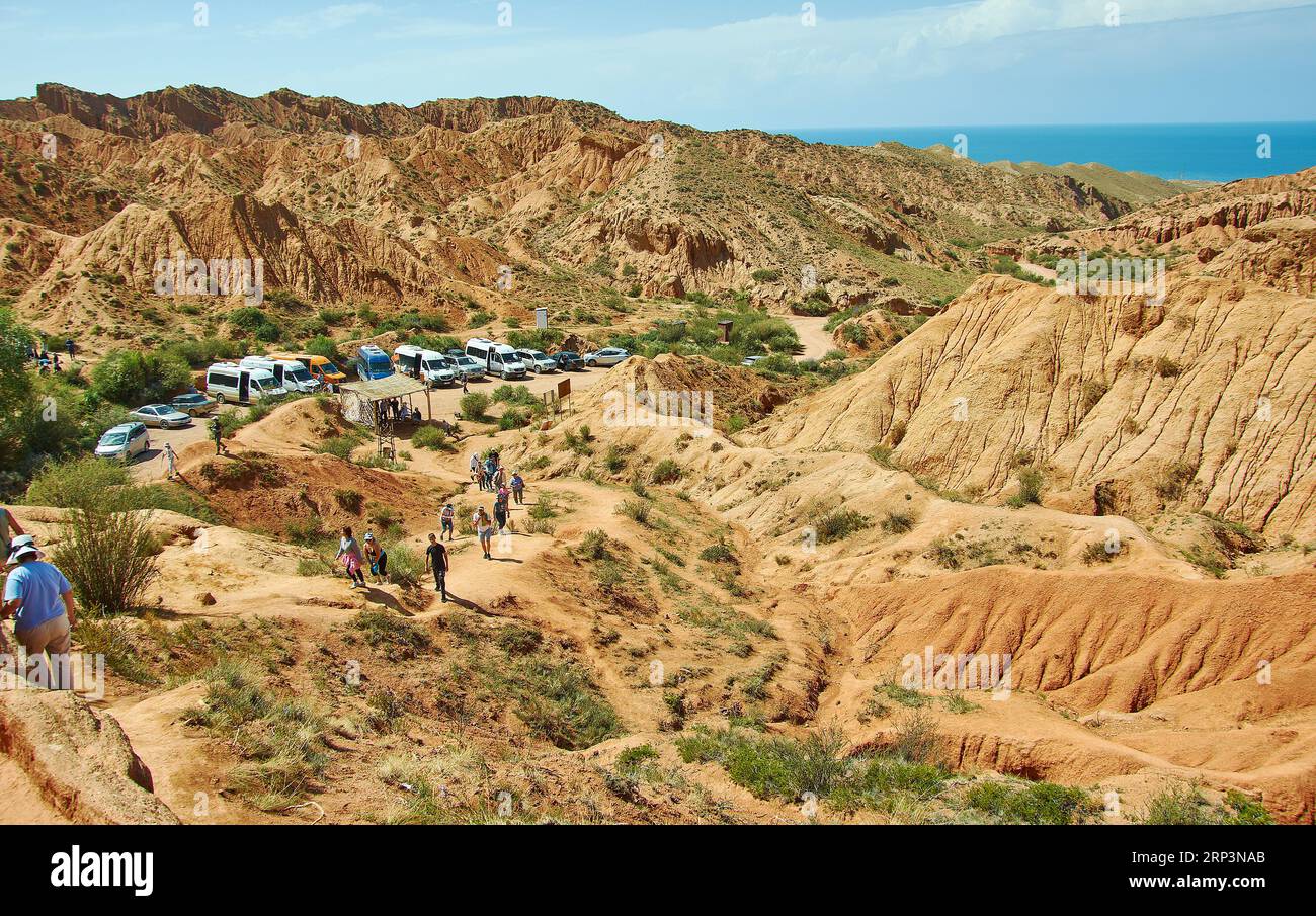 Fairy Tale Canyon, rock formations on the Issyk-Kul lake. Kyrgyzstan ...