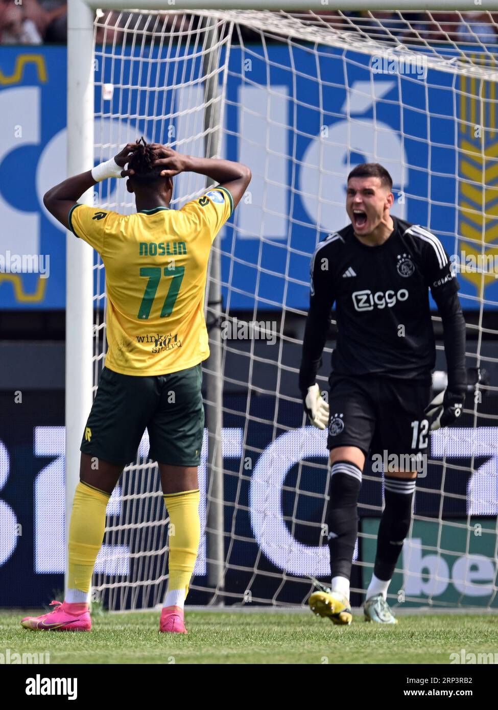 SITTARD - (l-r) Tijjani Noslin of Fortuna Sittard misses a penalty kick ...