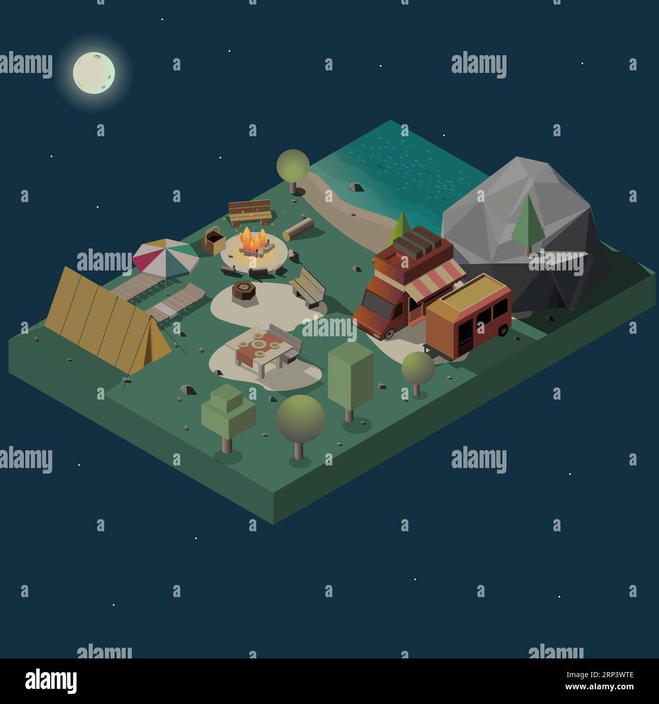 Camper van site Stock Vector Images - Alamy