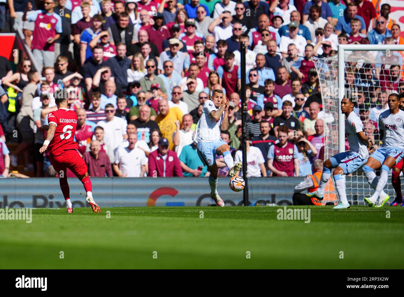 Liverpool's Dominik Szoboszlai scores his side's first goal during the ...