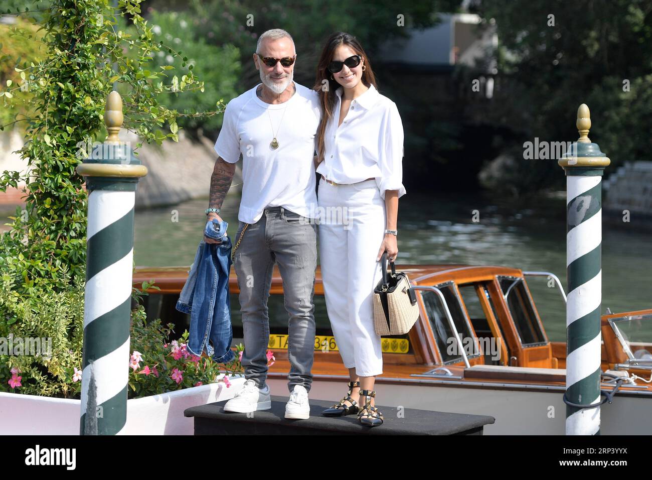 Venice Lido, Italy. 03rd Sep, 2023. Gianluca Vacci (l) and Sharon ...