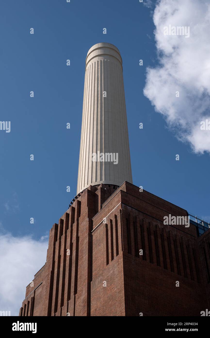 Chimney at Battersea Power Station, London. Newly renovated interwar ...