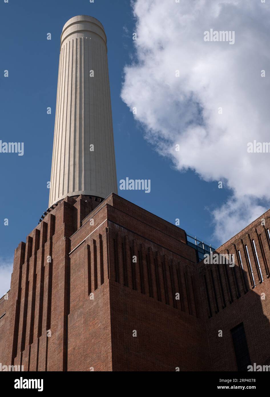 Chimney at Battersea Power Station, London. Newly renovated interwar ...