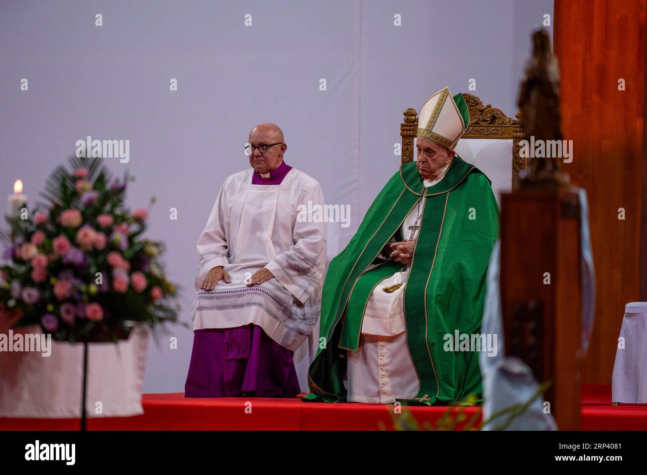 Pope Francis presides over a mass at the Steppe Arena in the Mongolian ...