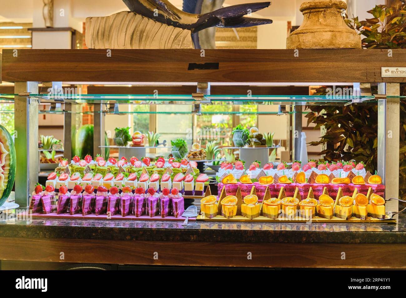 Self-service food court of a luxurious hotel. lounge of a nice hotel ...