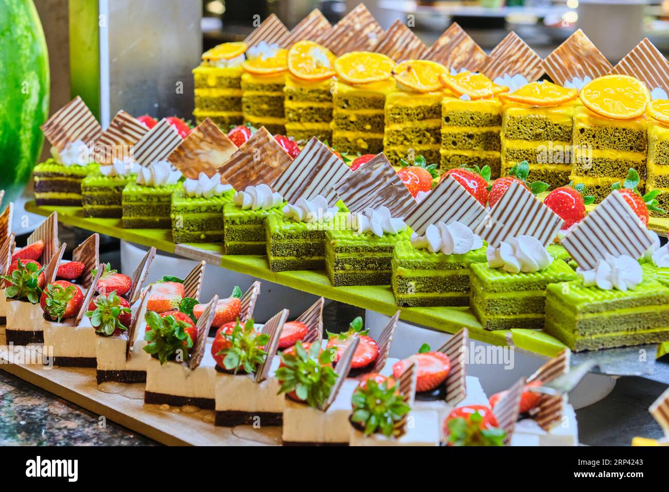 Self-service food court of a luxurious hotel. lounge of a nice hotel ...