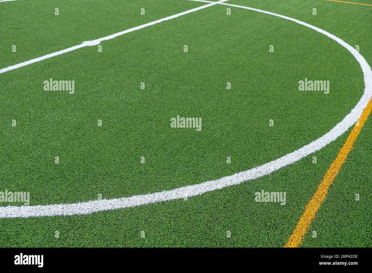Detail of the center of an artificial grass 7-a-side football field ...