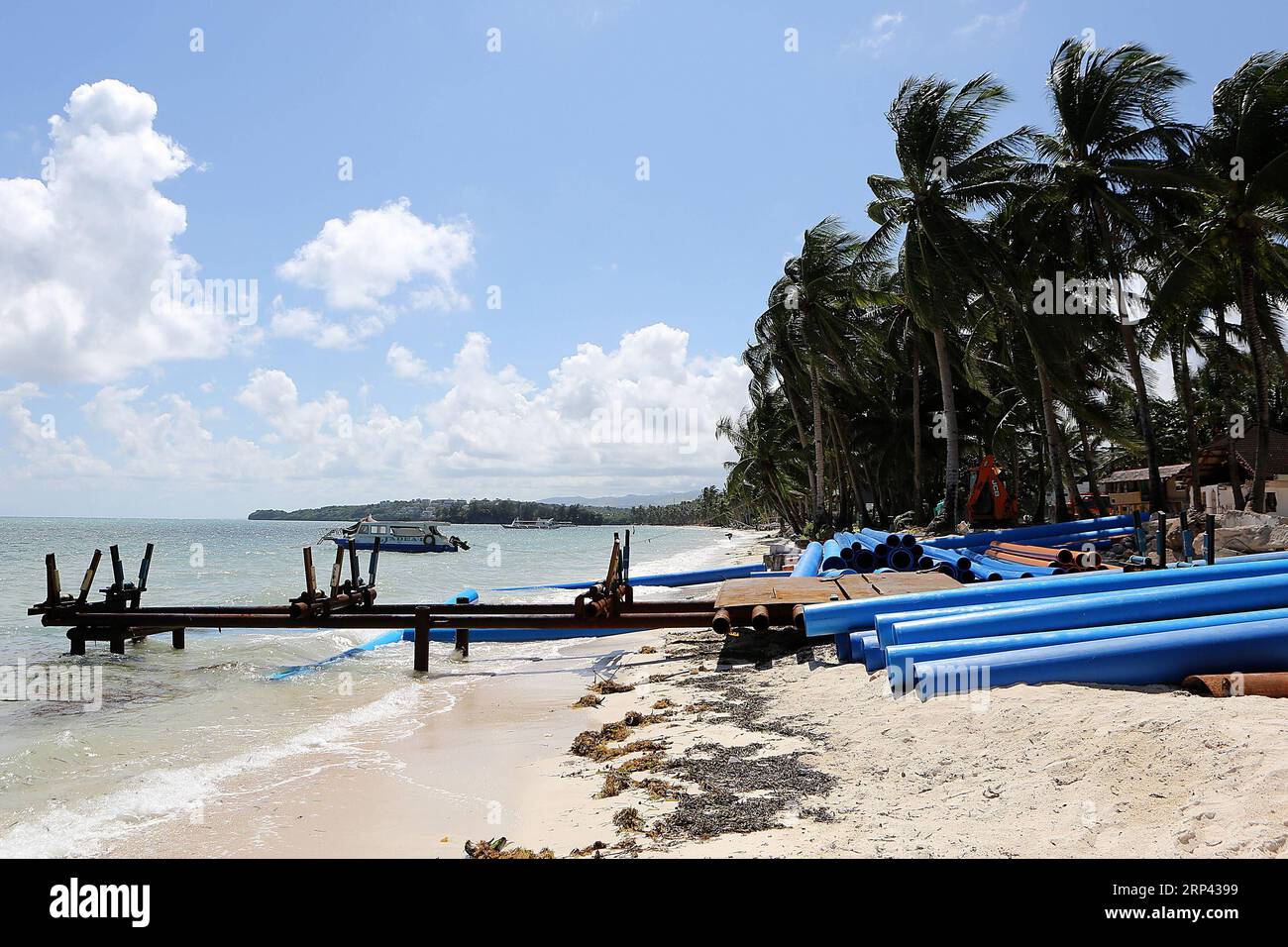 (181024) -- BORACAY ISLAND, Oct. 24, 2018 -- Pipes that will be used ...
