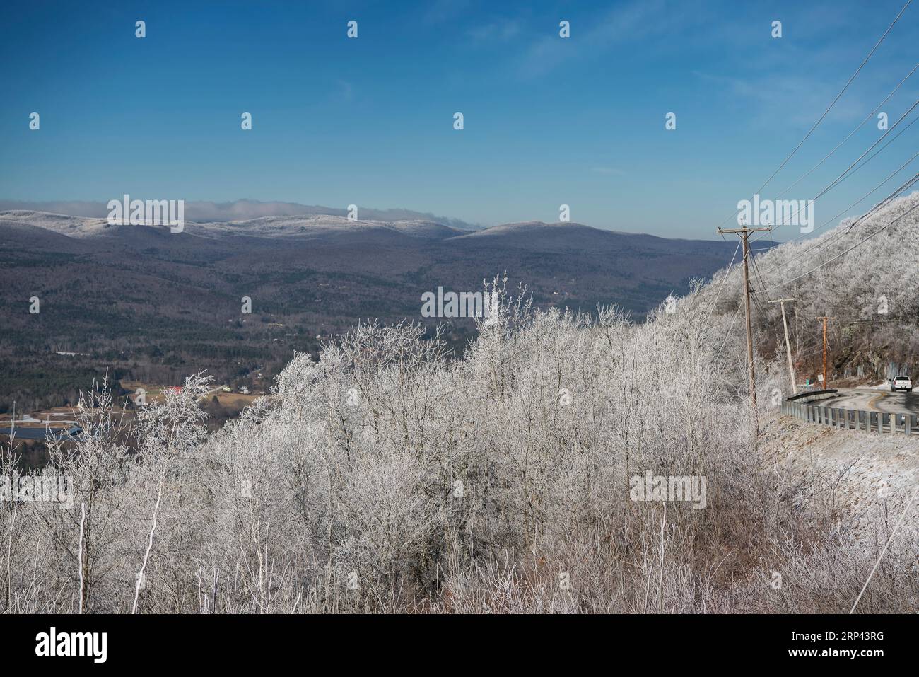 An aerial view of North Adams Massachusetts and mount greylock on a ...