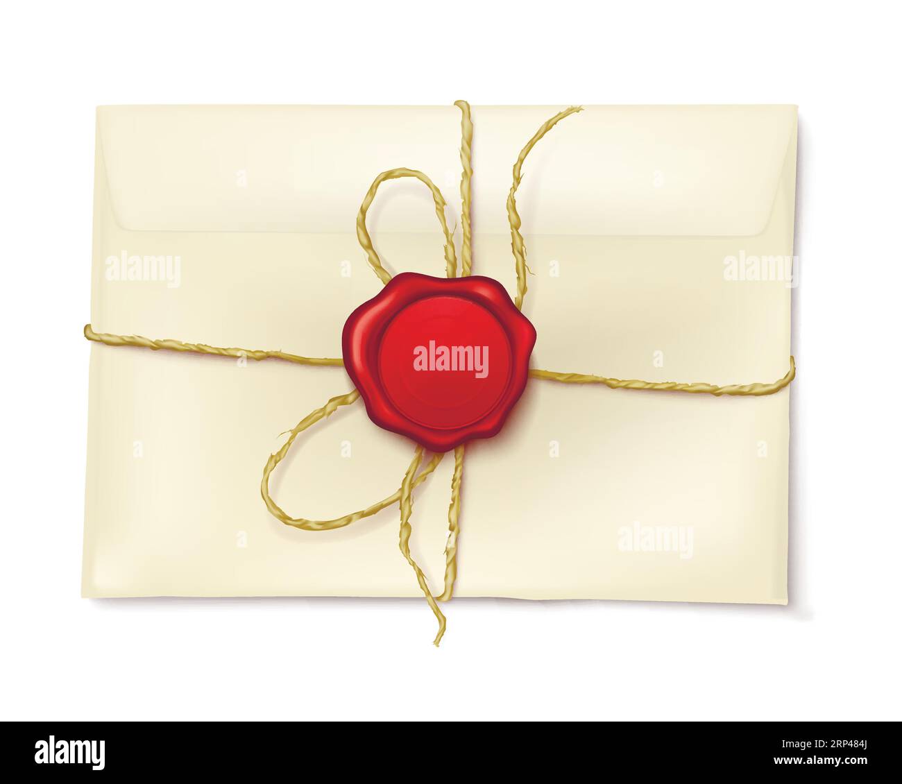 Post paper envelope sealed with rope and red wax seal 3d realistic ...
