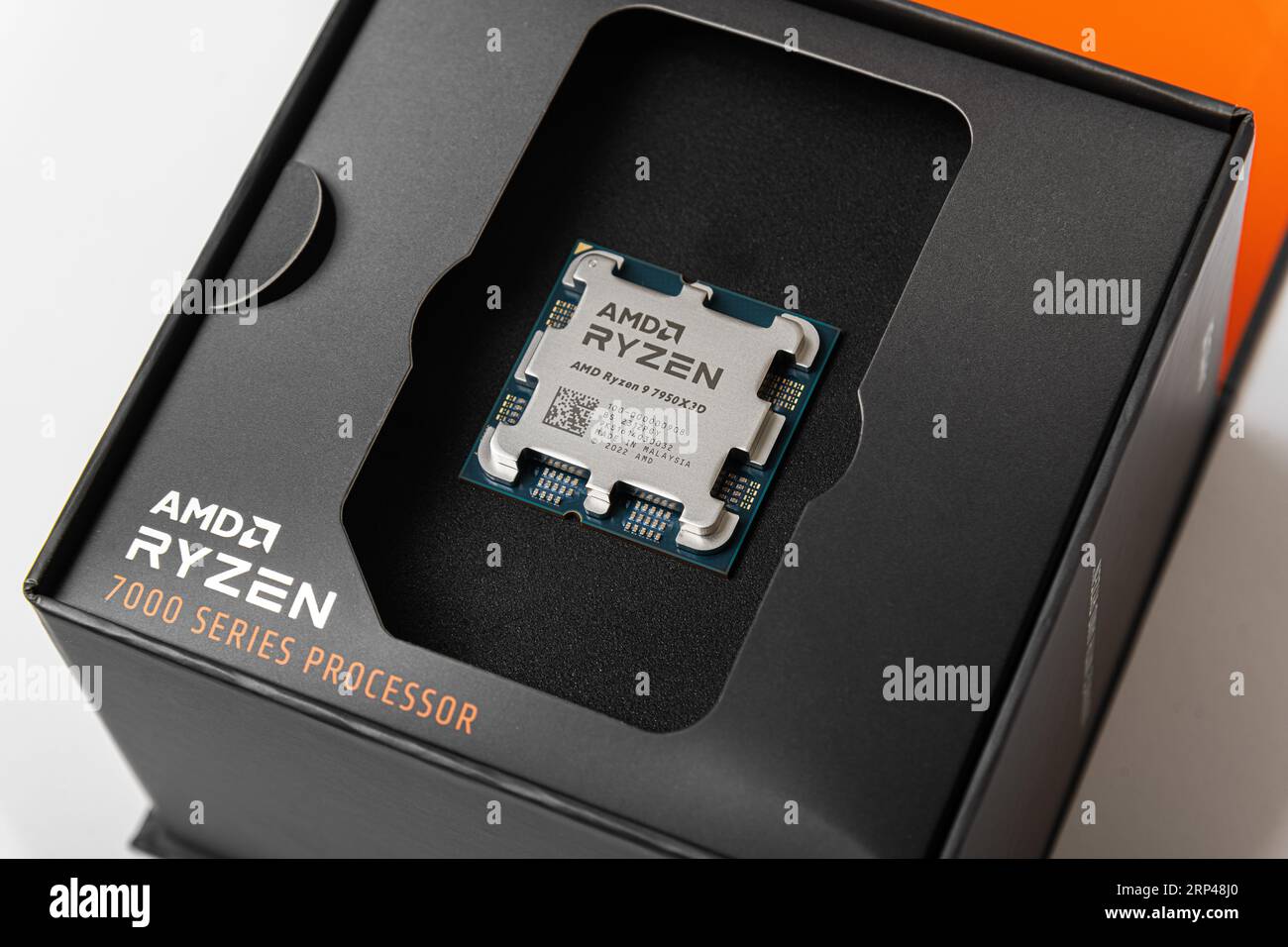 AMD Ryzen 9 7950X3D processor close-up. Studio shot Stock Photo - Alamy