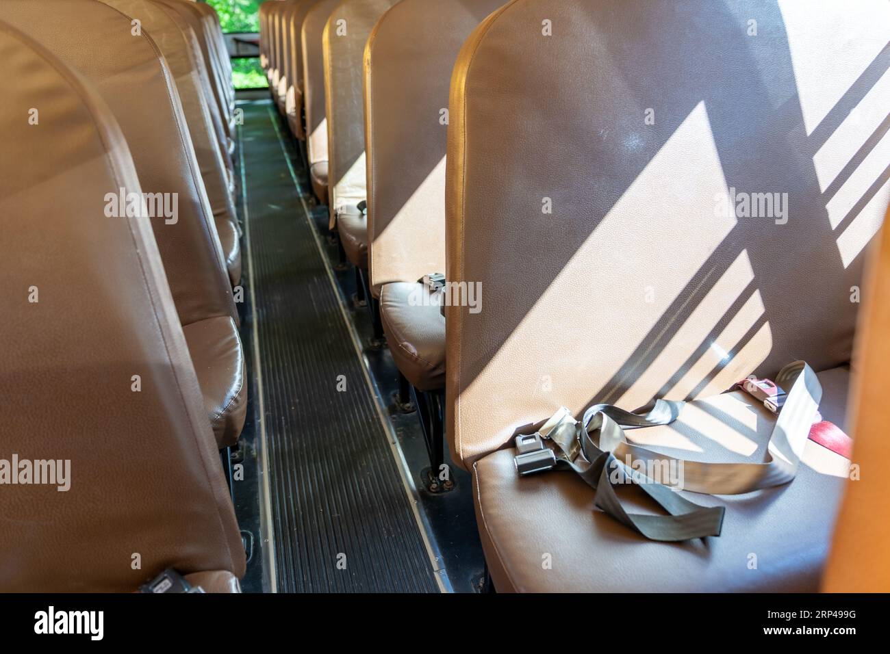 Interior, inside, of a american school bus Stock Photo - Alamy