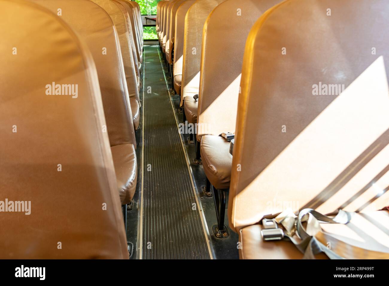 Interior, inside, of a american school bus Stock Photo - Alamy
