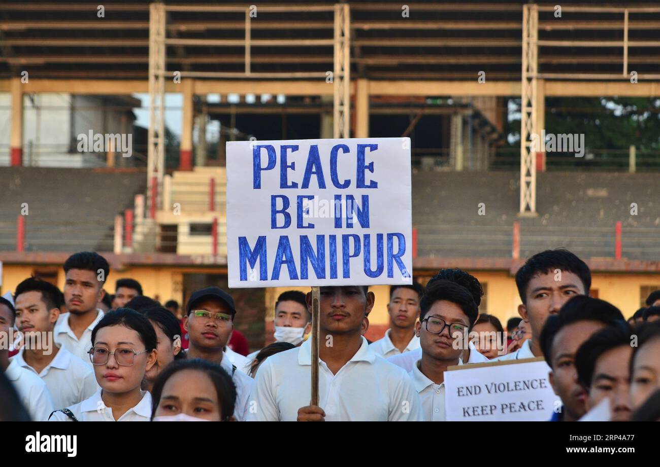 Dimapur, India. 3rd Sep, 2023. Peoples holding placard attend a Prayer ...