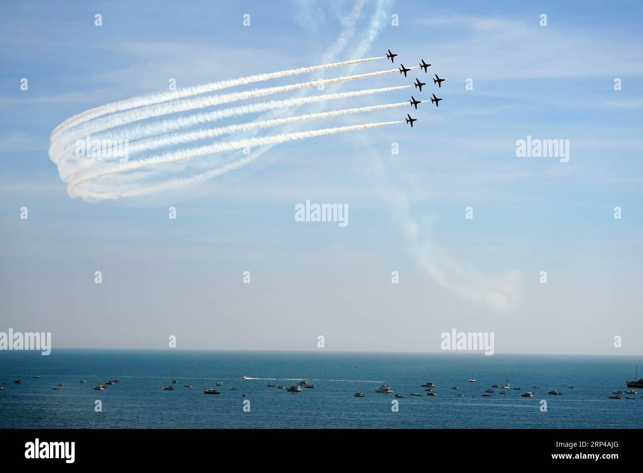 The RAF Red Arrows display team during the Bournemouth Air Festival in ...