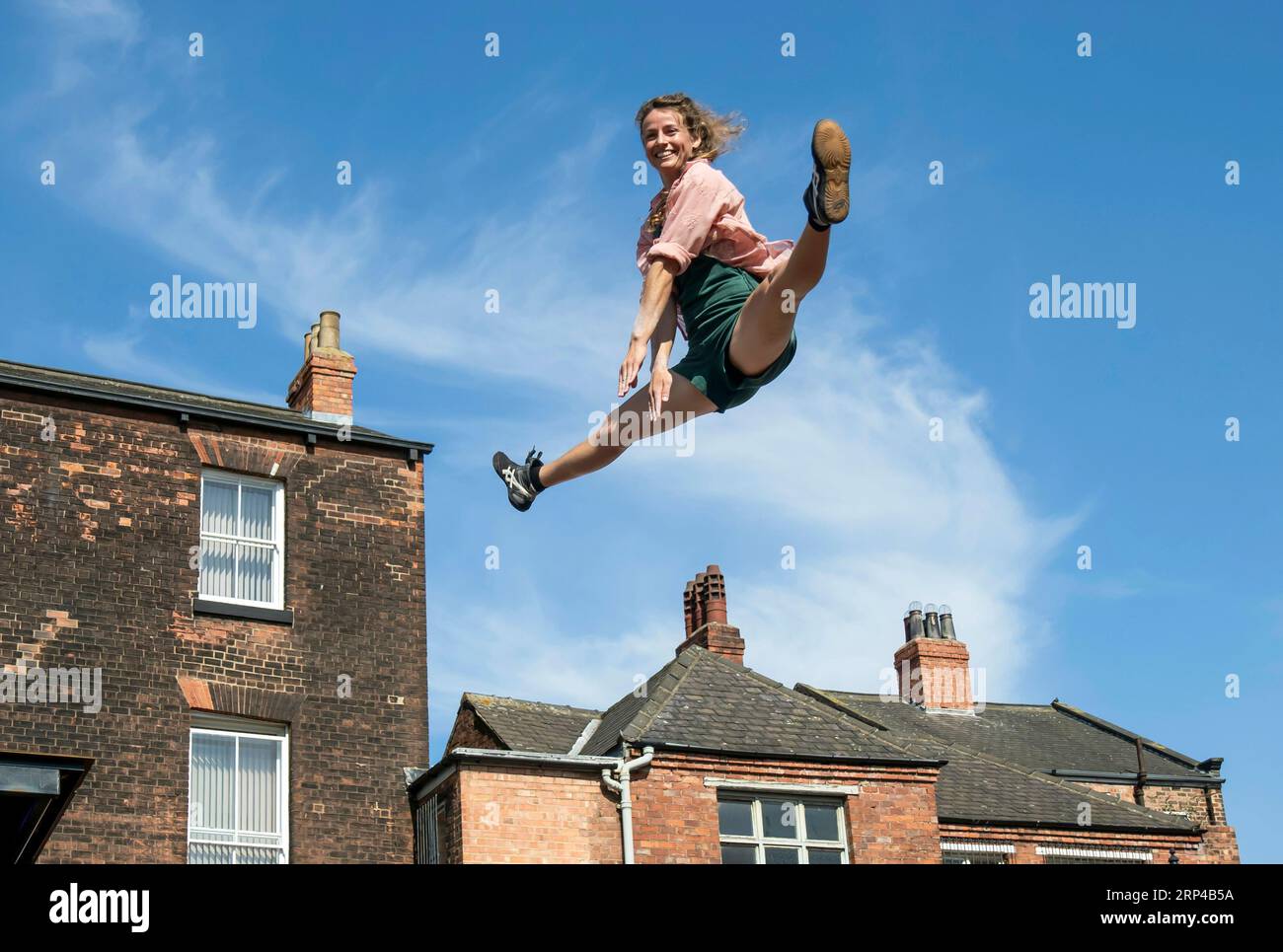An acrobat from contemporary circus Tripotes la Compagnie during a ...