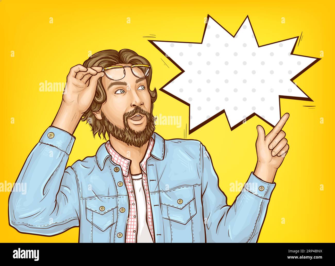 Cartoon bearded man pointing bubble hi-res stock photography and images ...
