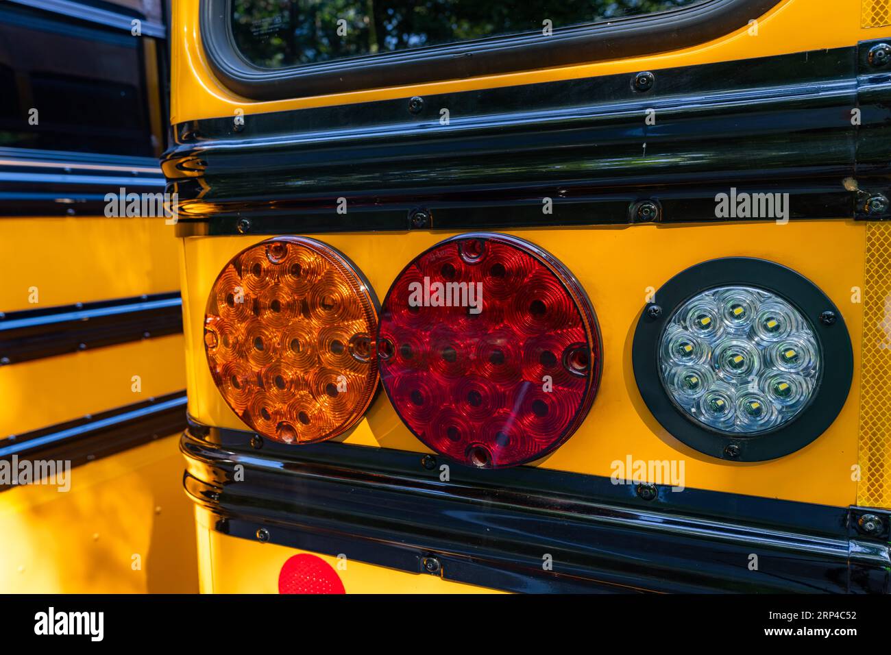 rear of a parked yellow school bus Stock Photo - Alamy