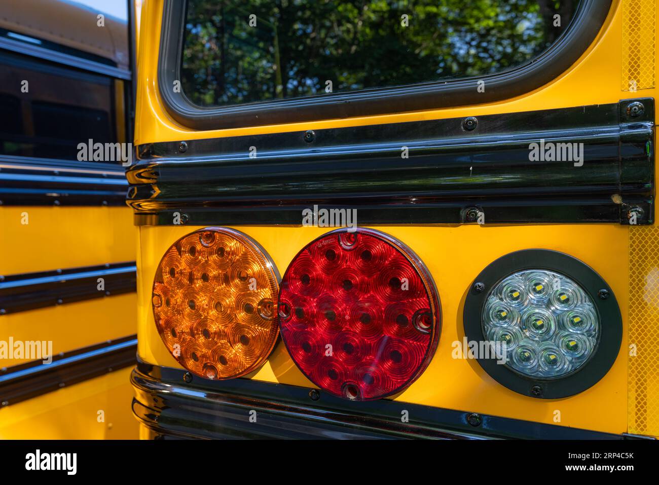 rear of a parked yellow school bus Stock Photo - Alamy