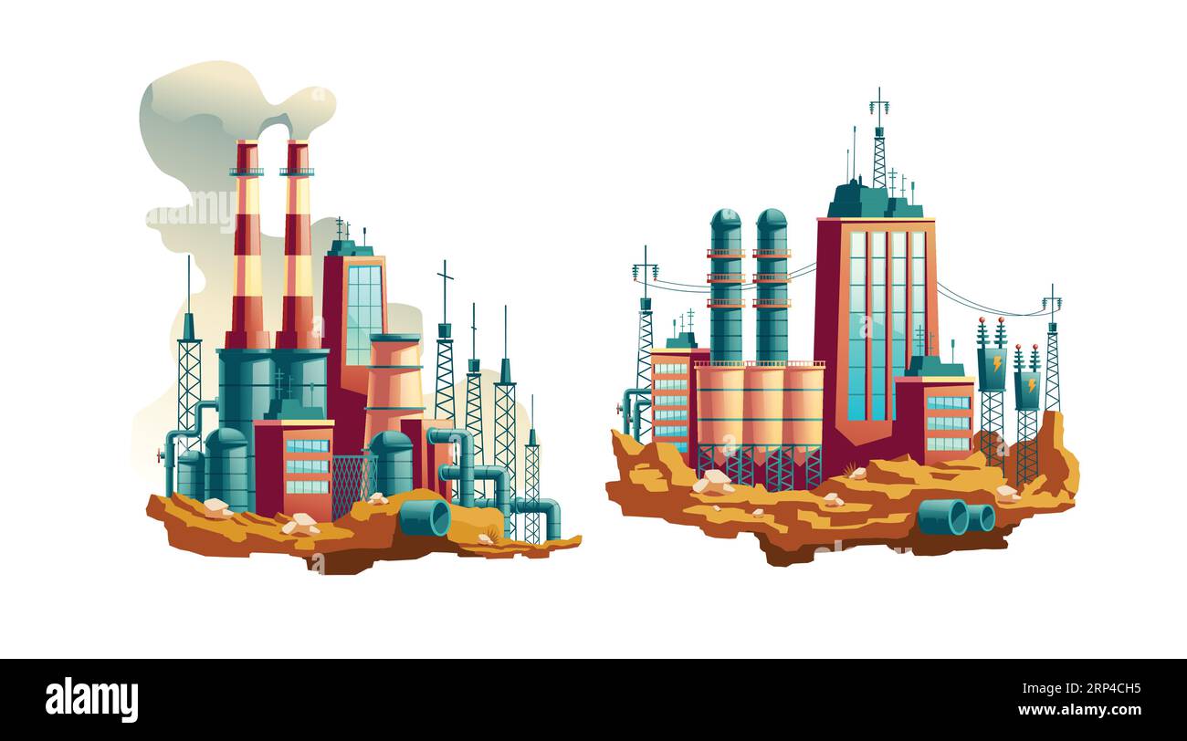 Cartoon manufacture building pollution chimney hi-res stock photography ...