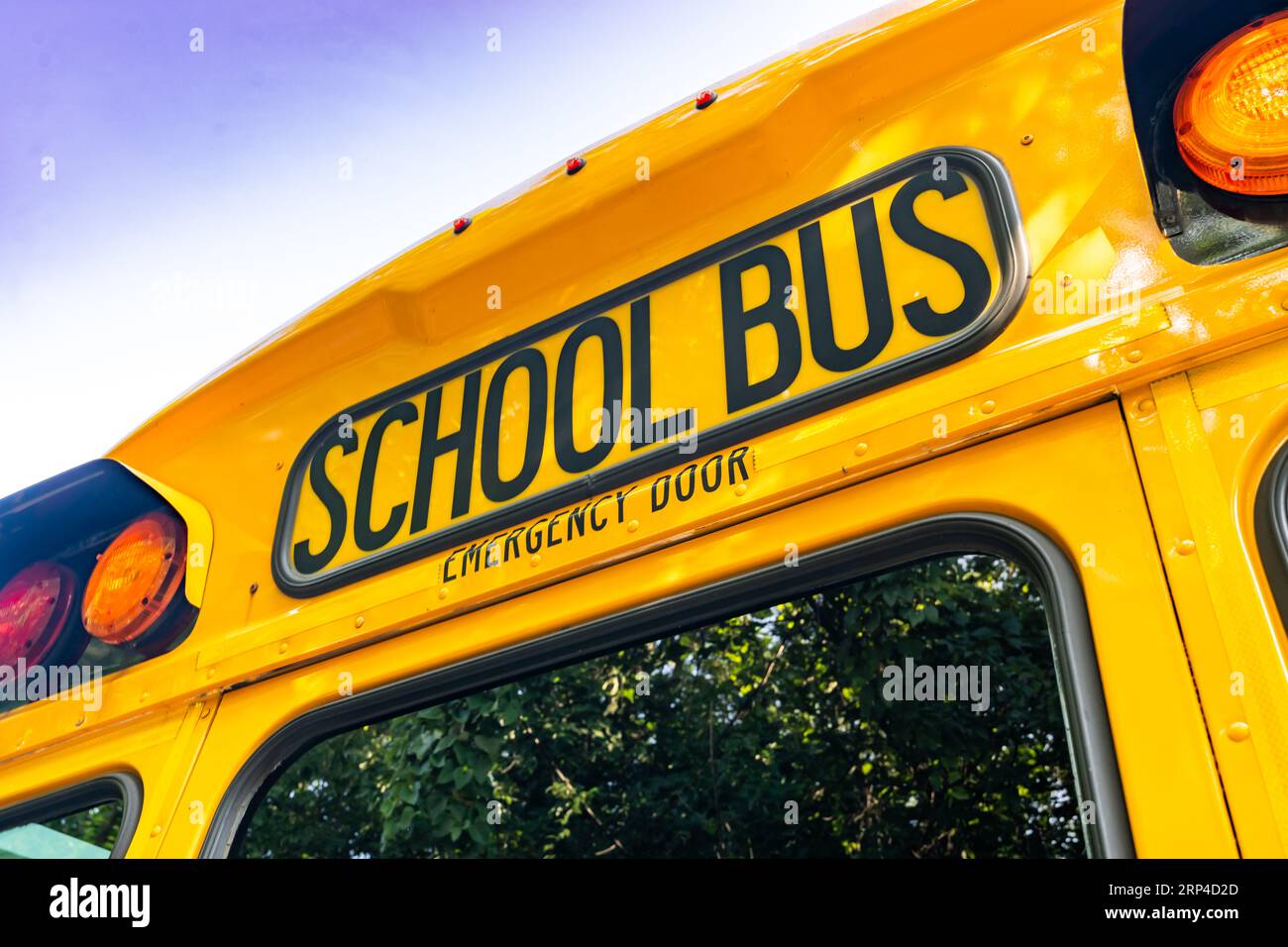 rear of a parked yellow school bus Stock Photo - Alamy