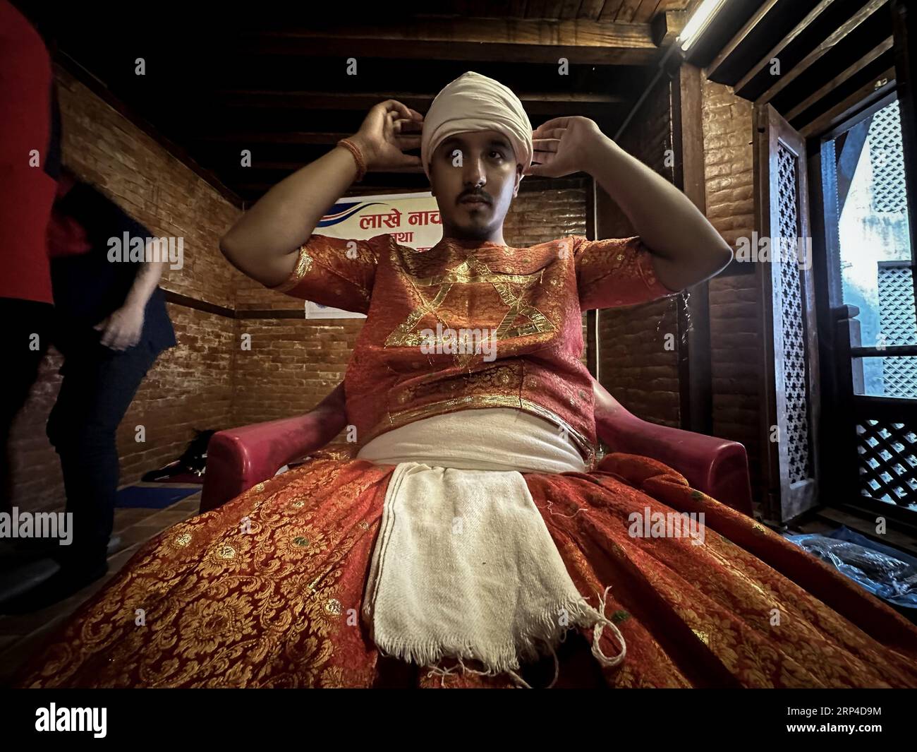Kathmandu, Bagmati, Nepal. 3rd Sep, 2023. A man performing as masked ...
