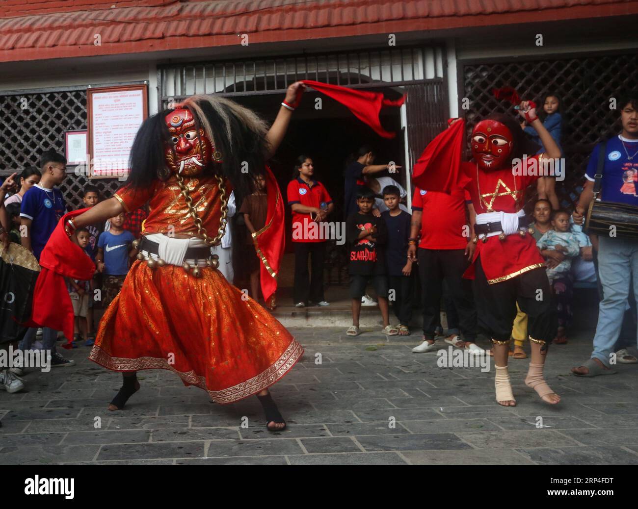 Kathmandu, Bagmati, Nepal. 3rd Sep, 2023. Masked dancers Lakhe and ...