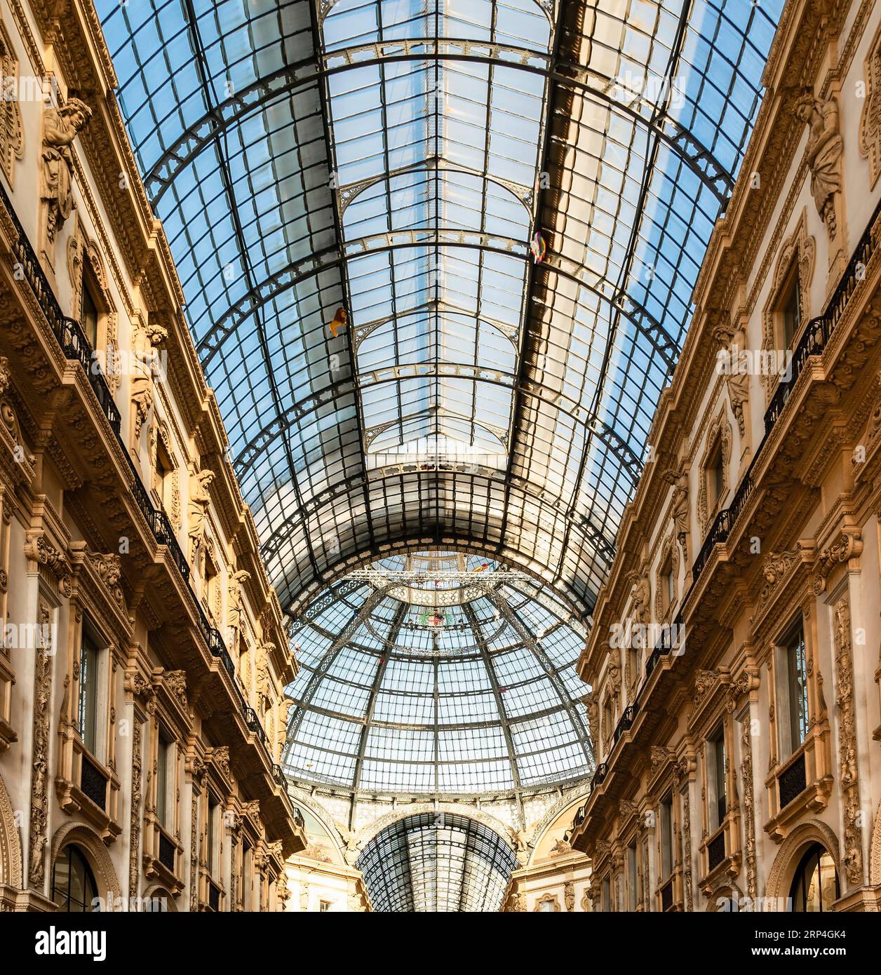 Interior arm of Galleria Vittorio Emanuele II shopping arcade ...