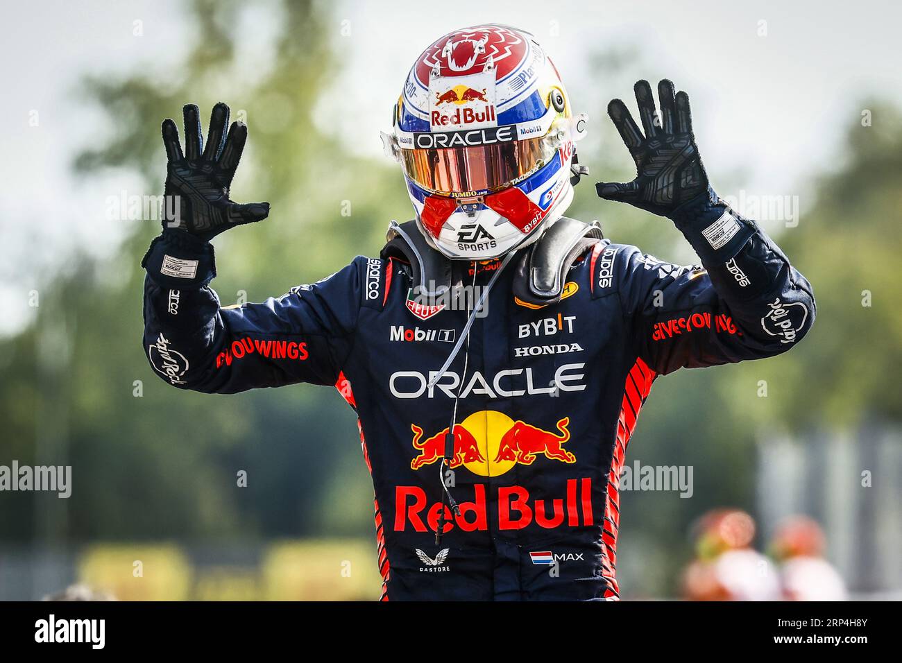 MONZA - Max Verstappen celebrates his win after the Italian Grand Prix ...