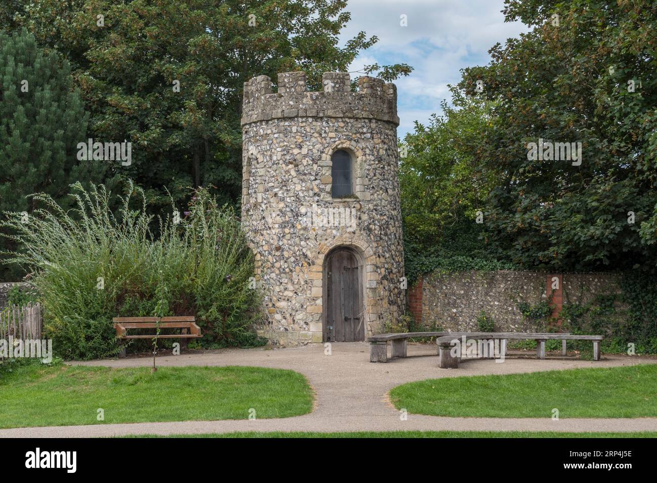 Small wall tower in the grounds of Lewes Priory (The Priory of St Pancras), the first Cluniac ...