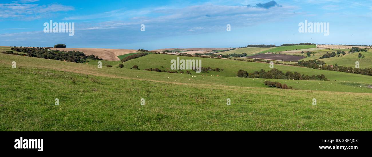 Classic English countryside view looking east in the direction of the ...