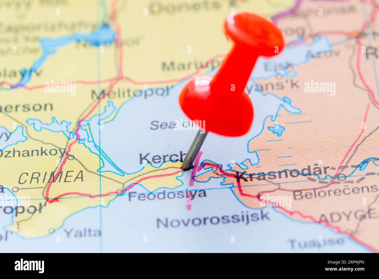 The location of Kerch pinned on a map of Crimea Stock Photo - Alamy