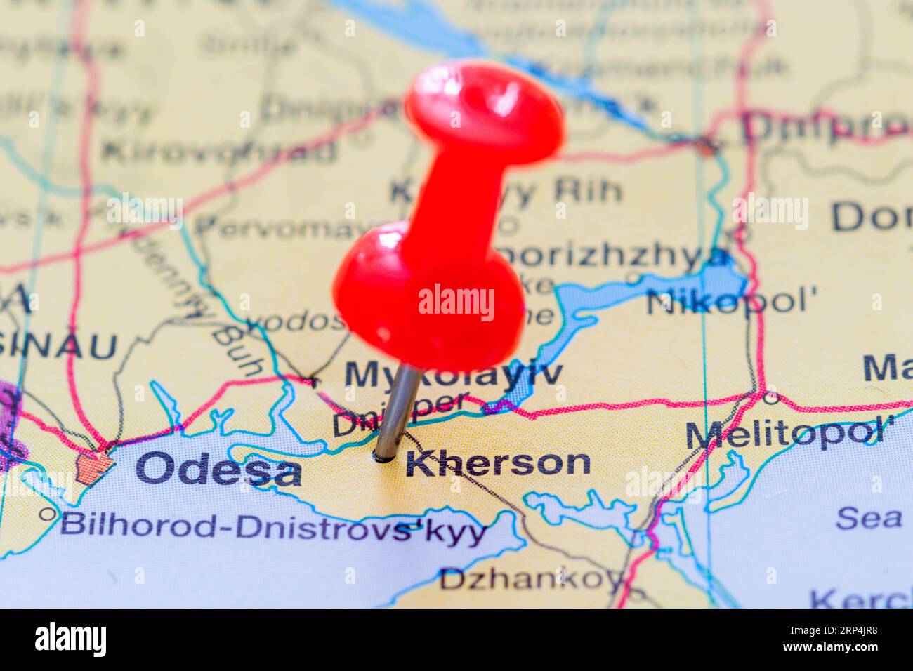 The location of Kherson pinned on a map of Ukraine Stock Photo - Alamy