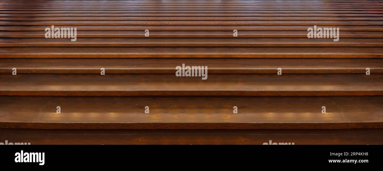 Wide wooden stair background texture. Empty, vintage, luxury brown ...