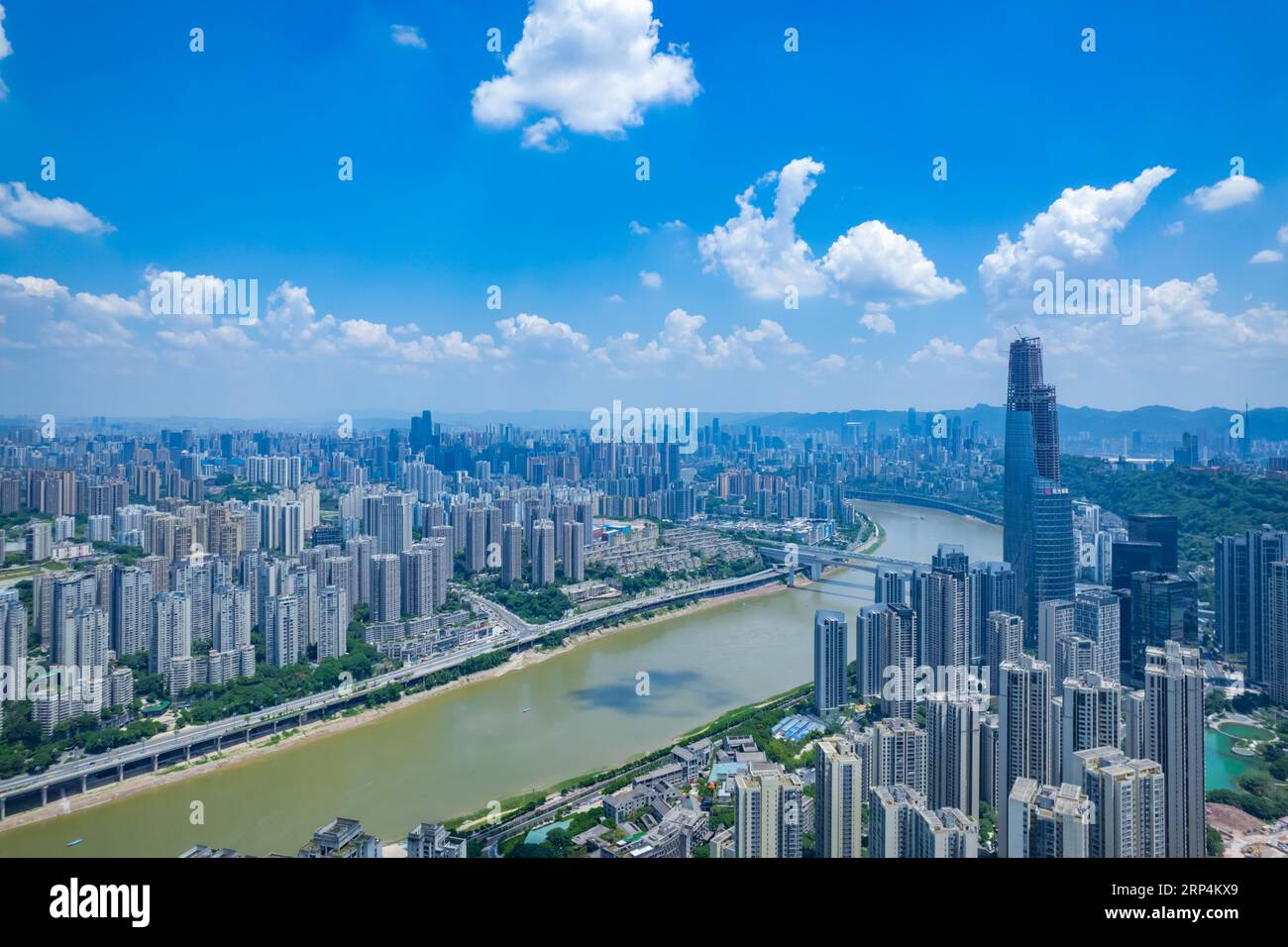 CHONGQING, CHINA - AUGUST 15, 2023 - An aerial photo shows high-rise ...