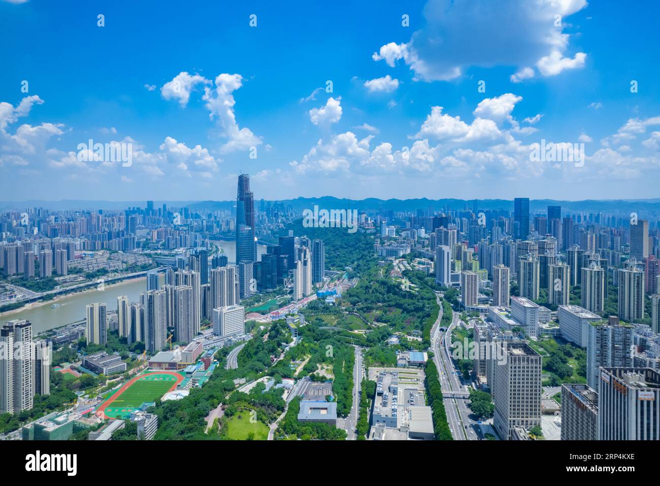 CHONGQING, CHINA - AUGUST 15, 2023 - An aerial photo shows high-rise ...