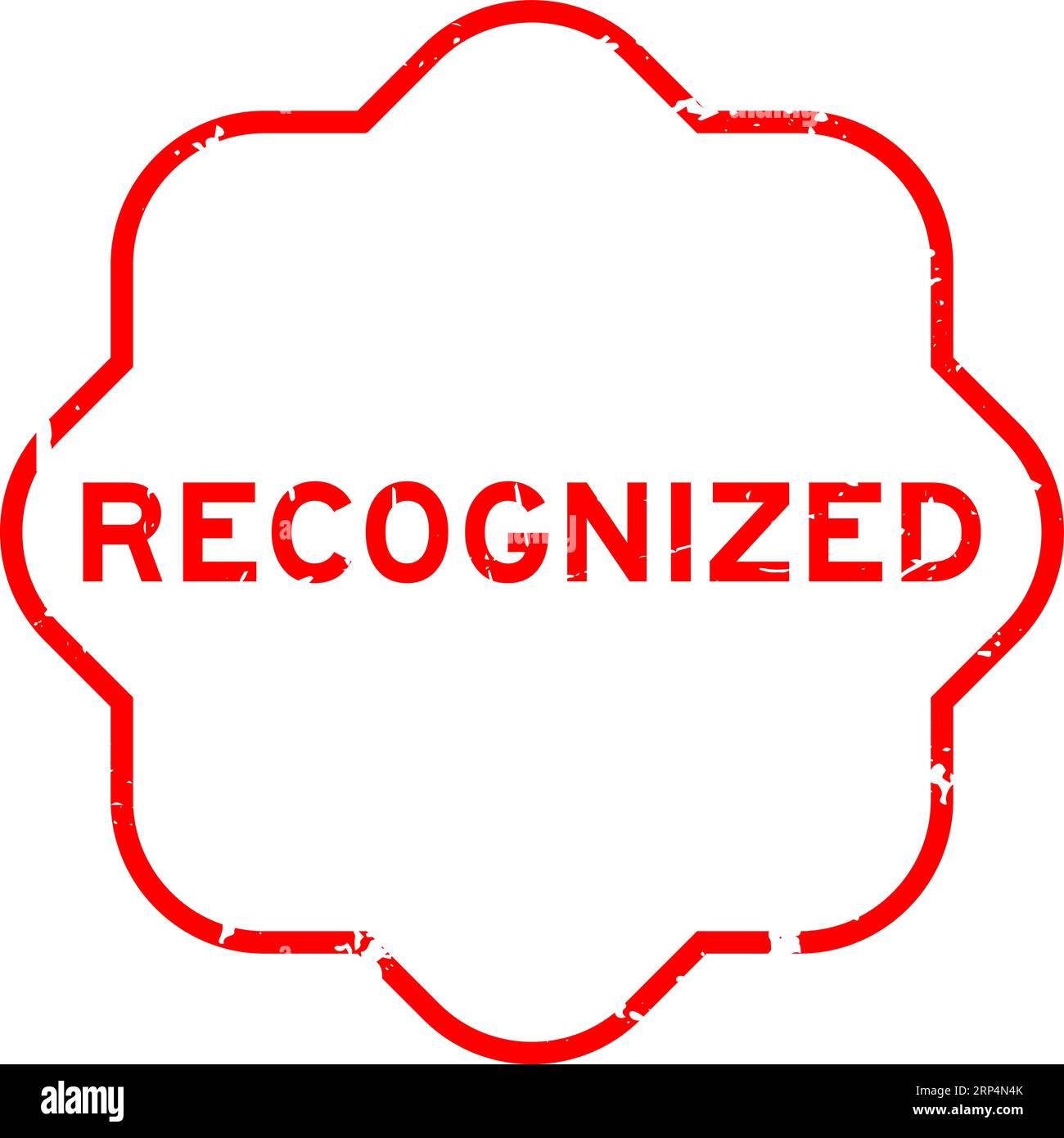 Grunge red recognized word rubber seal stamp on white background Stock ...