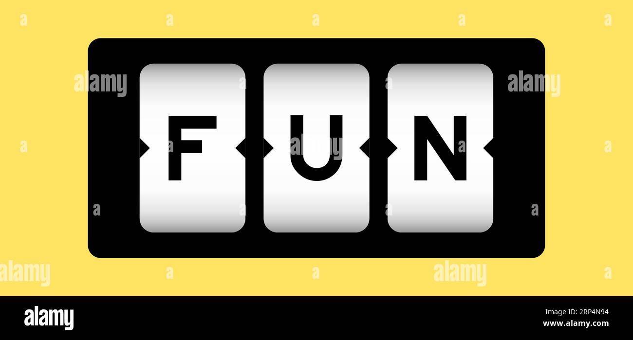 Black color in word fun on slot banner with yellow color background ...