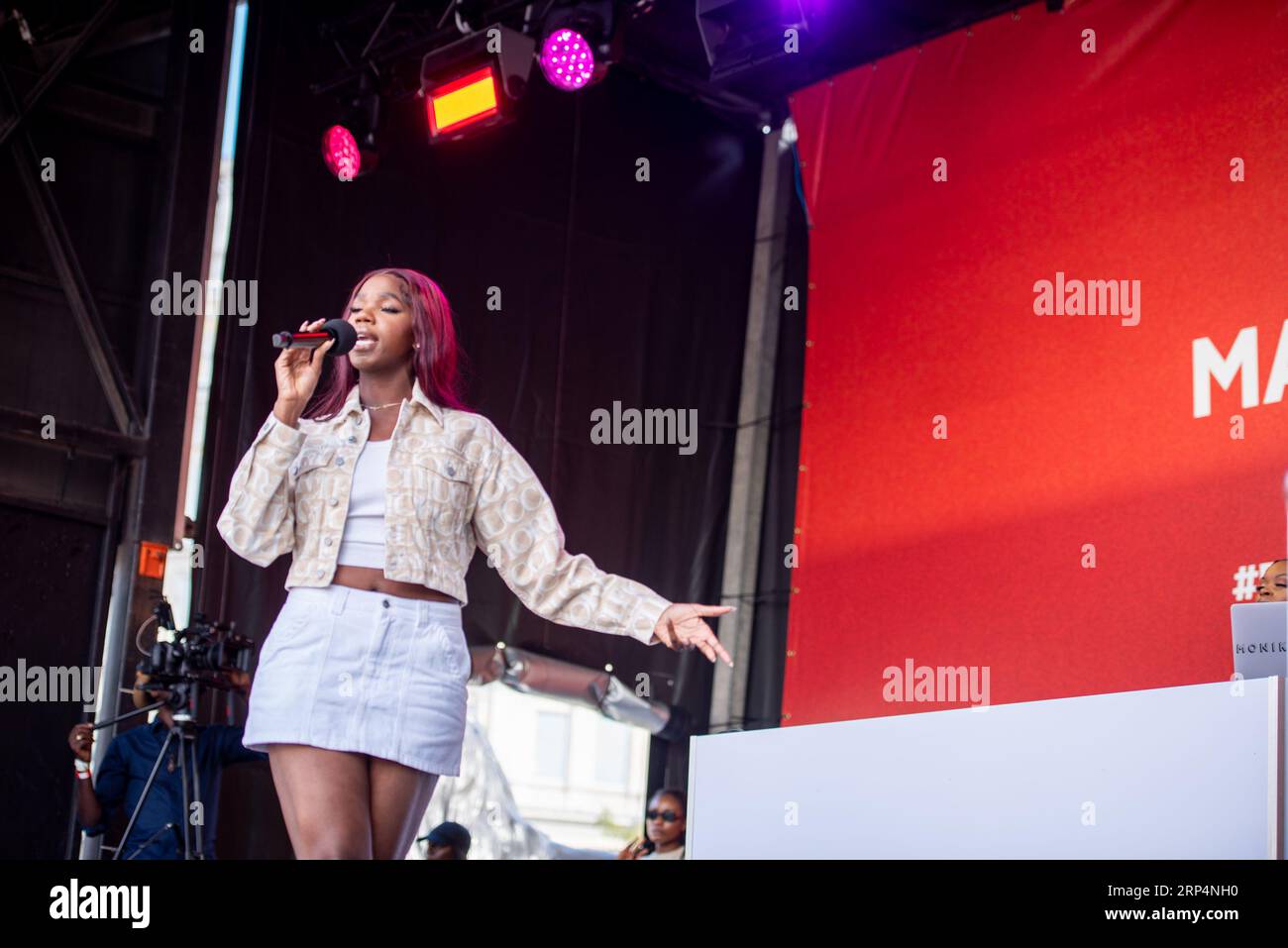 Enny performs at the Black on the Square festival in Trafalgar Square ...