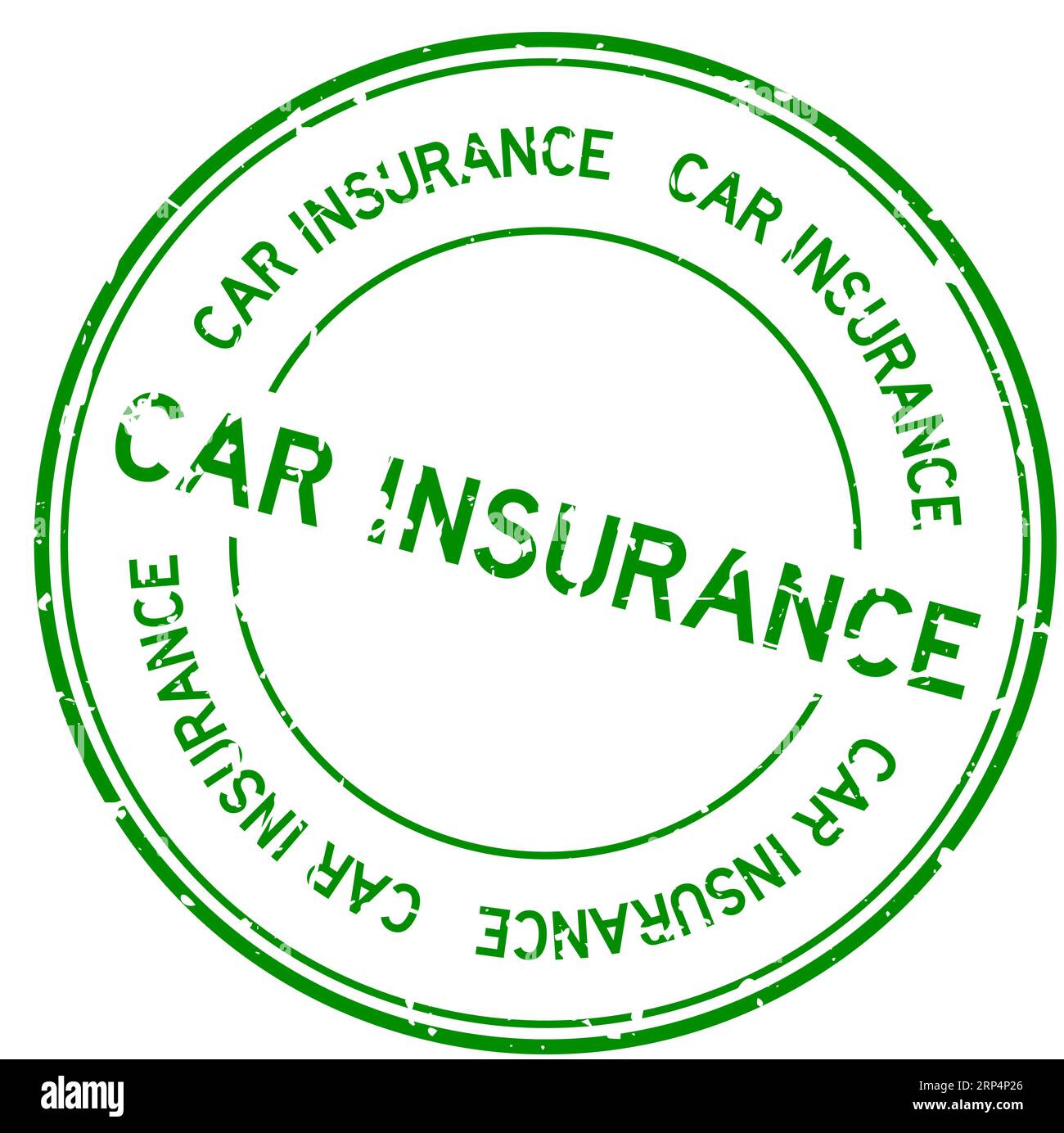 Grunge green car insurance word round rubber seal stamp on white ...