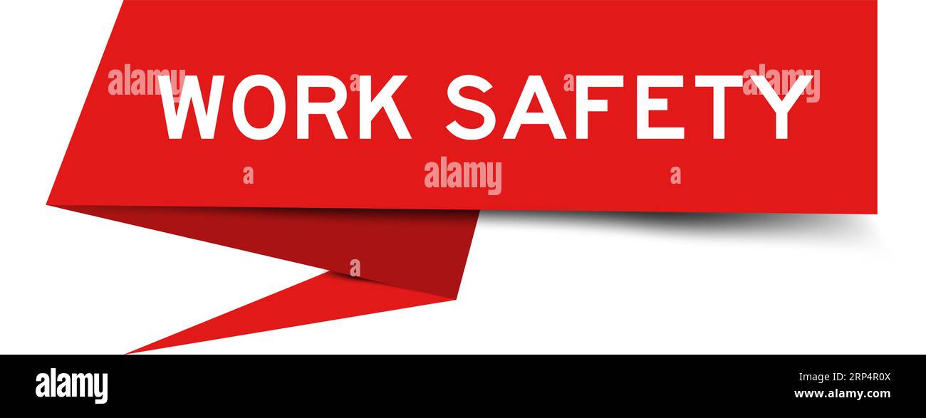 Red color speech banner with word work safety on white background Stock ...