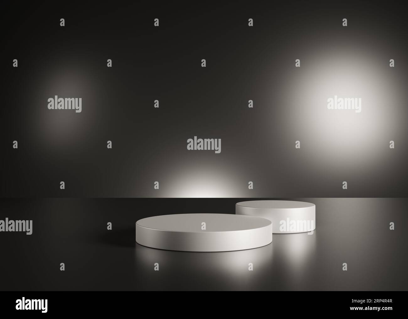 Silver product metal background stand or podium pedestal on advertising ...