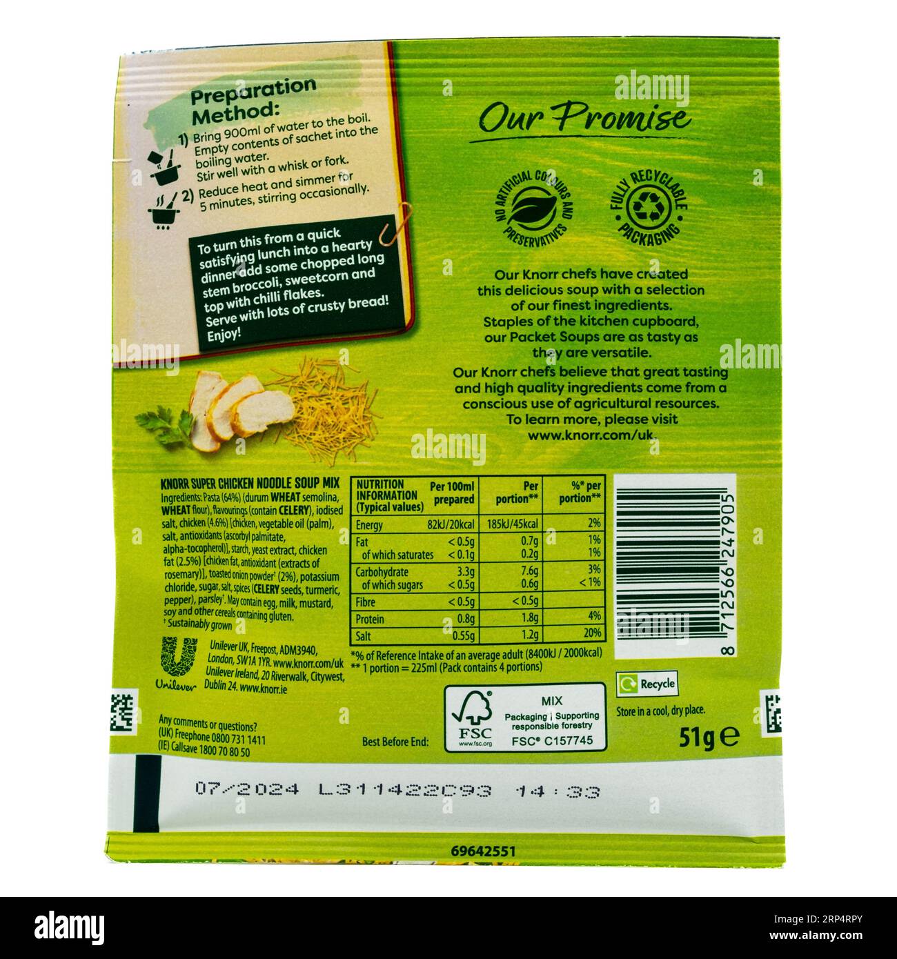 Irvine, Scotland, UK-July 21, 2023: Knorr branded chicken noodle soup ...