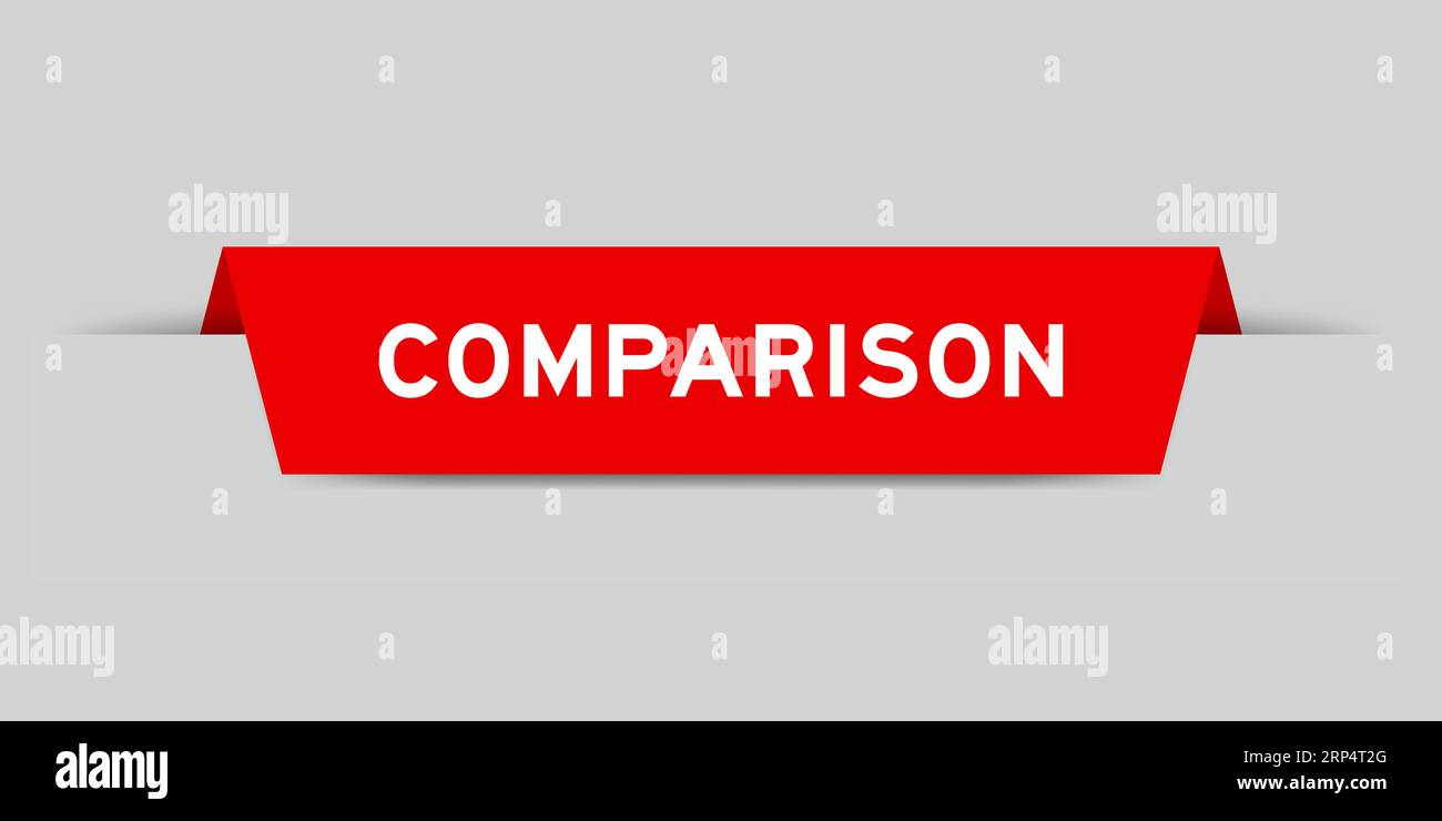 Red color inserted label with word comparison on gray background Stock ...