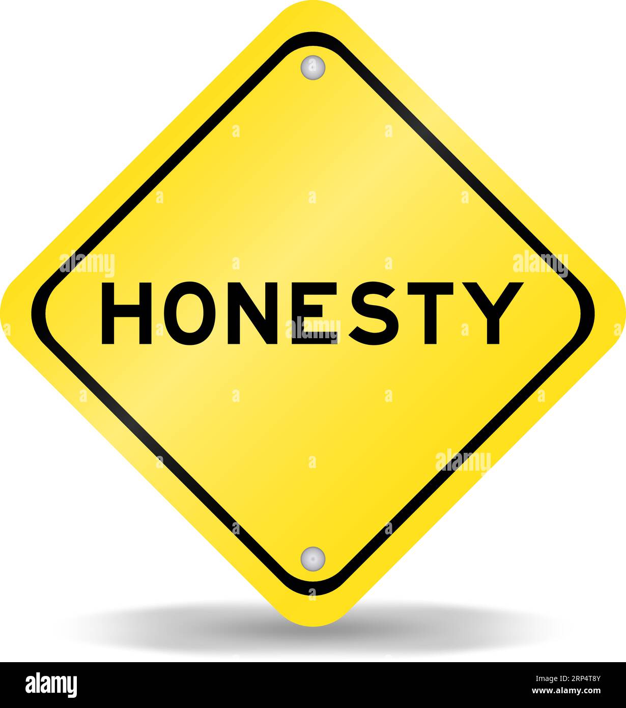 Yellow color transportation sign with word honesty on white background ...
