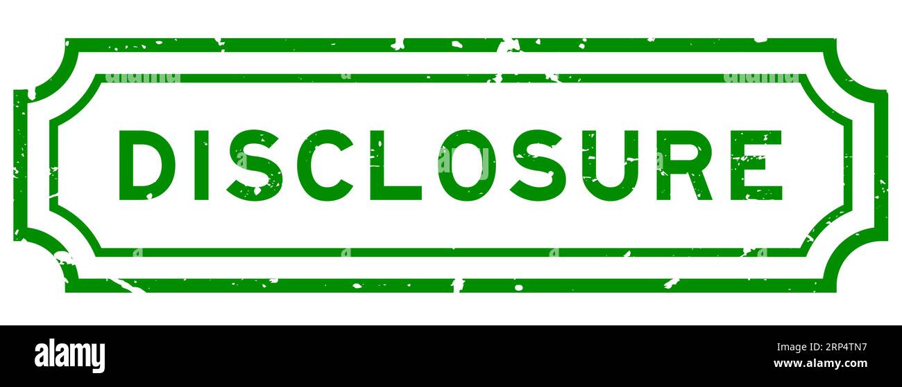 Grunge green disclosure word rubber seal stamp on white background ...