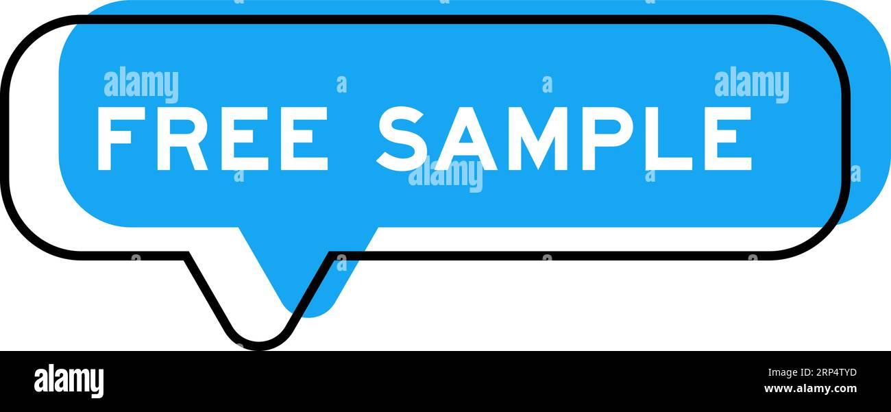Speech banner and blue shade with word free sample on white background ...