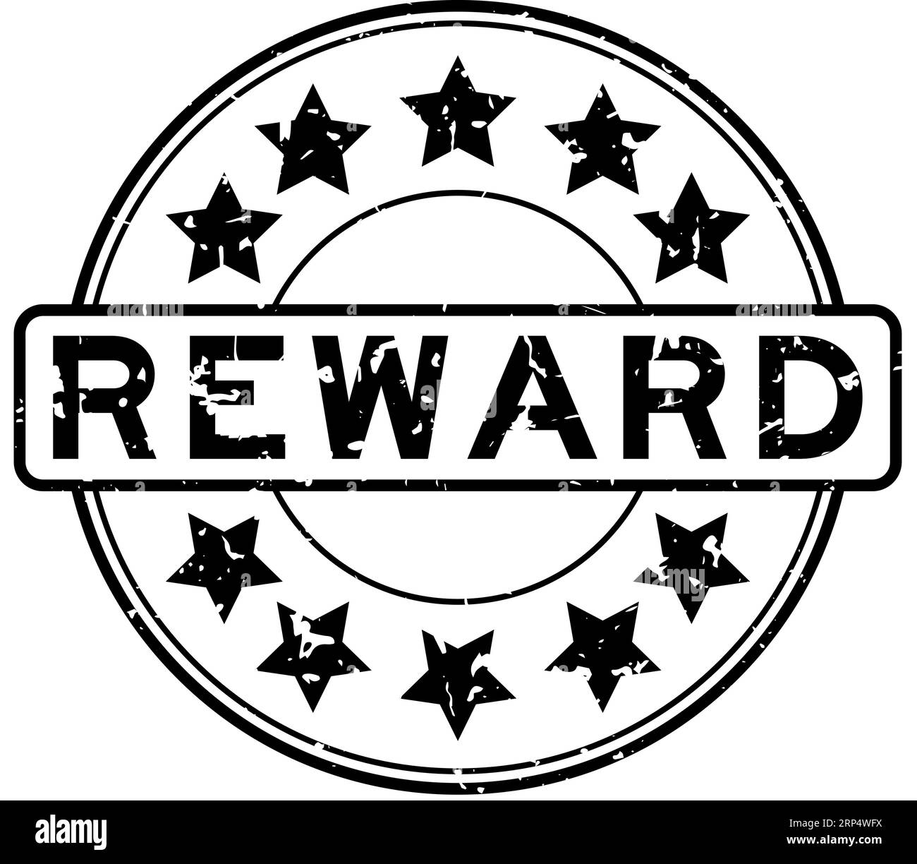 Grunge black reward word with star icon round rubber seal stamp on ...