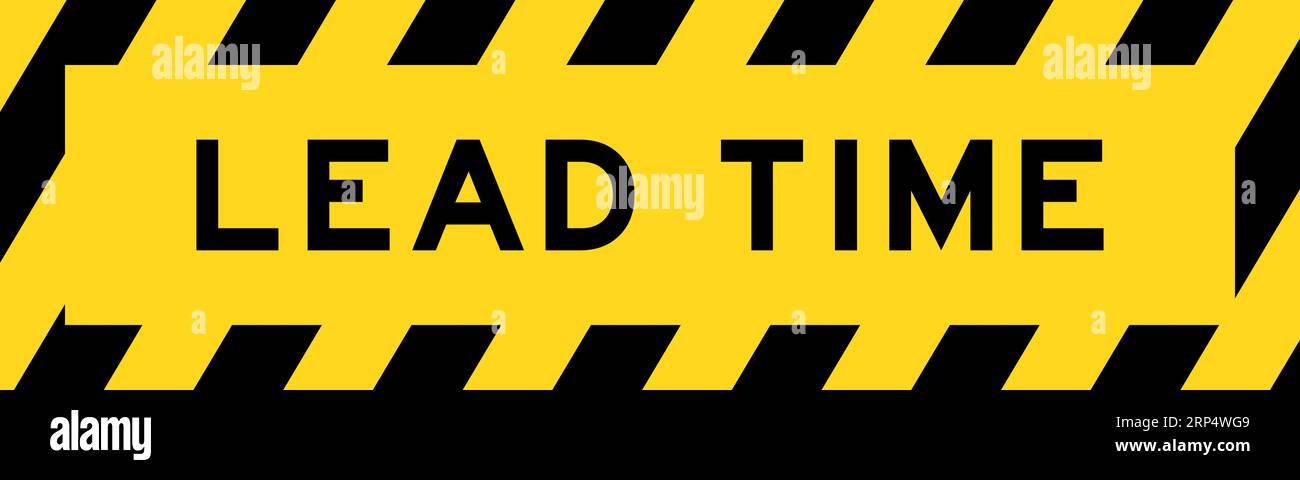 Yellow and black color with line striped label banner with word lead ...